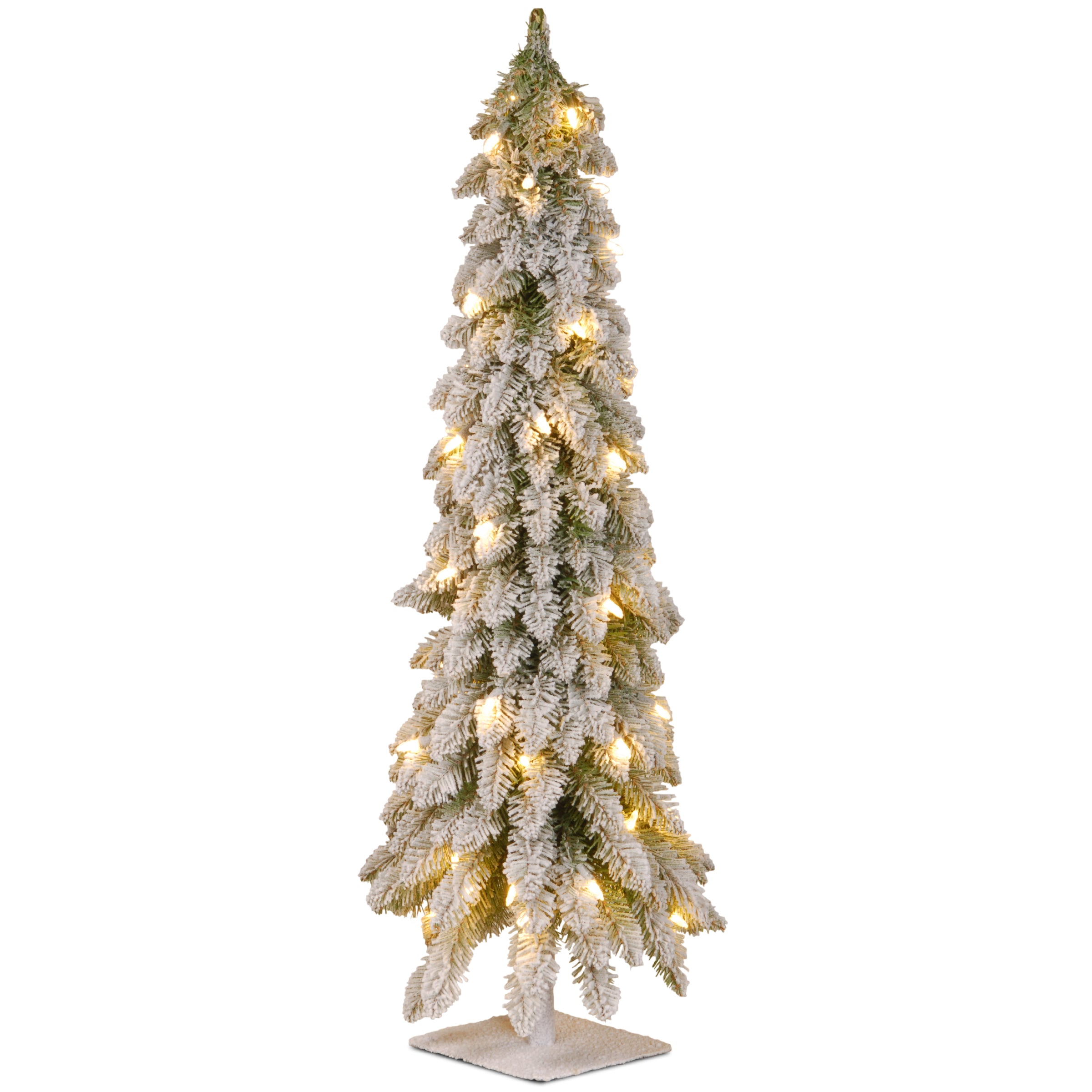 4 ft. Pre-Lit Snowy Downswept Forest Tree with Clear Lights – National ...