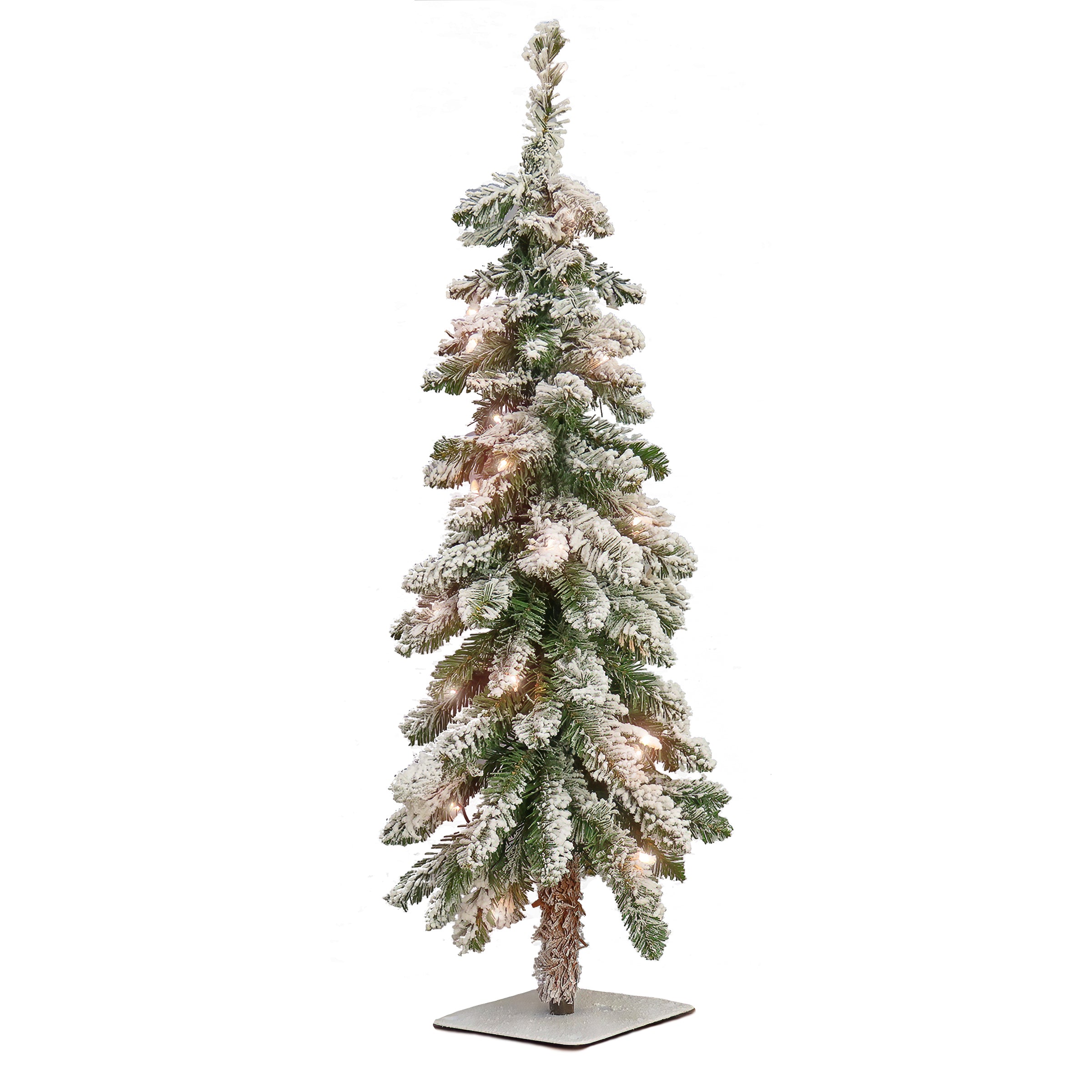 3 ft. Pre-Lit Snowy Downswept Forestree Tree with Clear Lights ...